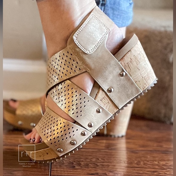 Corkys | Shoes | Last Corkys Guilty Pleasure Wedge Sandals In Gold 41267gold Size 7 | Poshmark